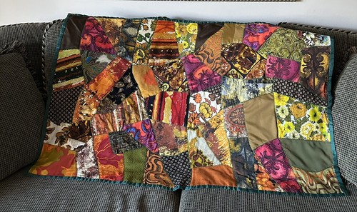 Vintage Patchwork Quilt Square Crazy Handmade Scraps Colorful Fabrics ...