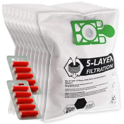 10 x Cloth Vacuum Bags for NUMATIC Henry HVC200 NRV200 NRV200-22 ...