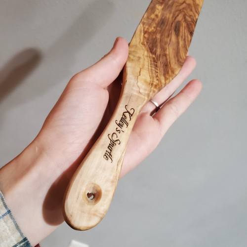 FREE ENGRAVING Olive Wood Spurtle, Spatula-type Cooking Utensil Unique ...