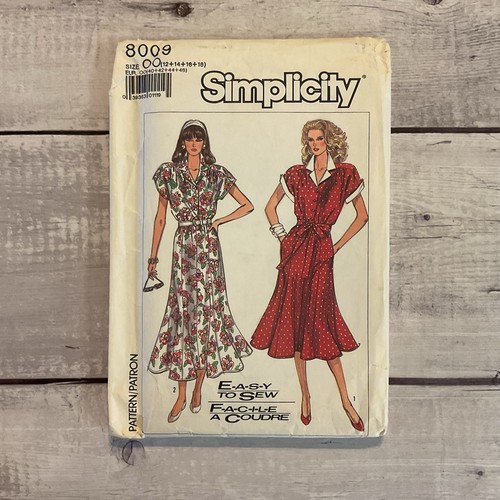 Simplicity 8009 Sewing Pattern Dress Collar Flared Gored Skirt Size 12 ...
