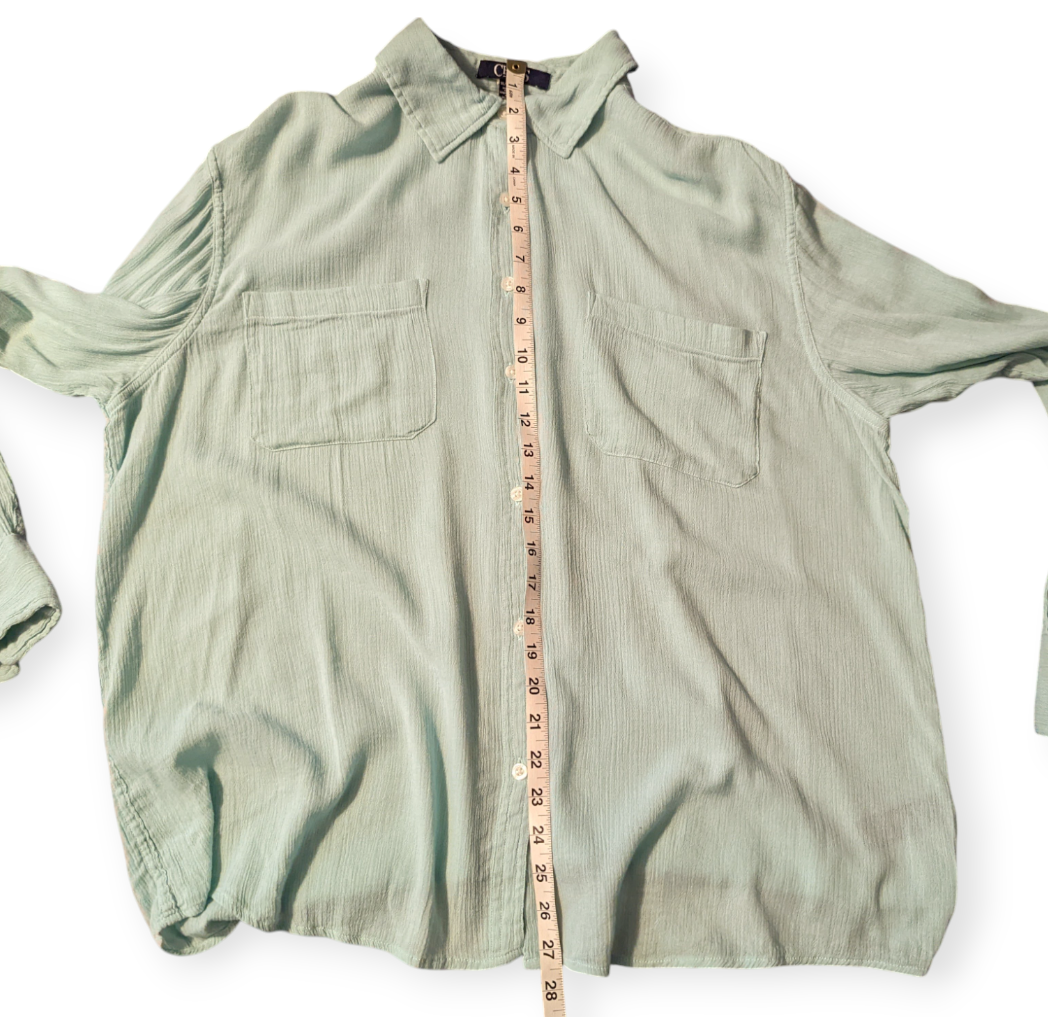 NWT Chaps Long Sleeve Lightweight Light Green Button Down Top Size XL ...