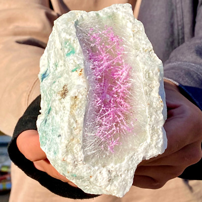 1.68LB Pink natural goethite crystal quartz energy mineral healing ...