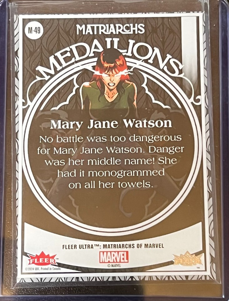 2024 Upper Deck Fleer Ultra Marvel Matriarchs GREEN Medallion Mary Jane ...
