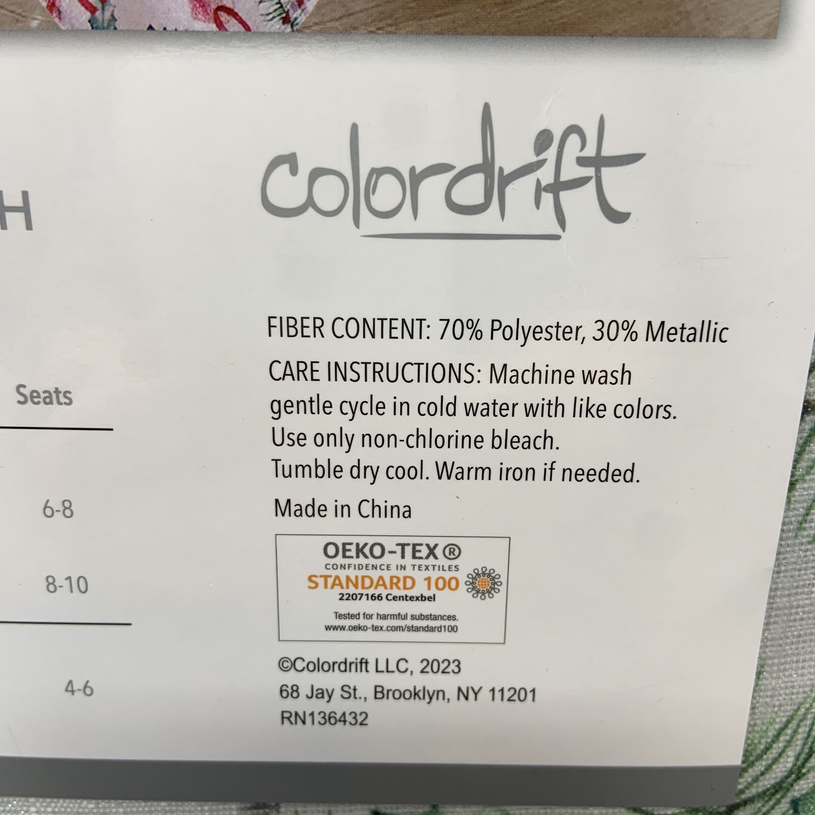 Colordrift MERRY MISTLETOE 60 x 104" Easy Care Tablecloth Metallic ...