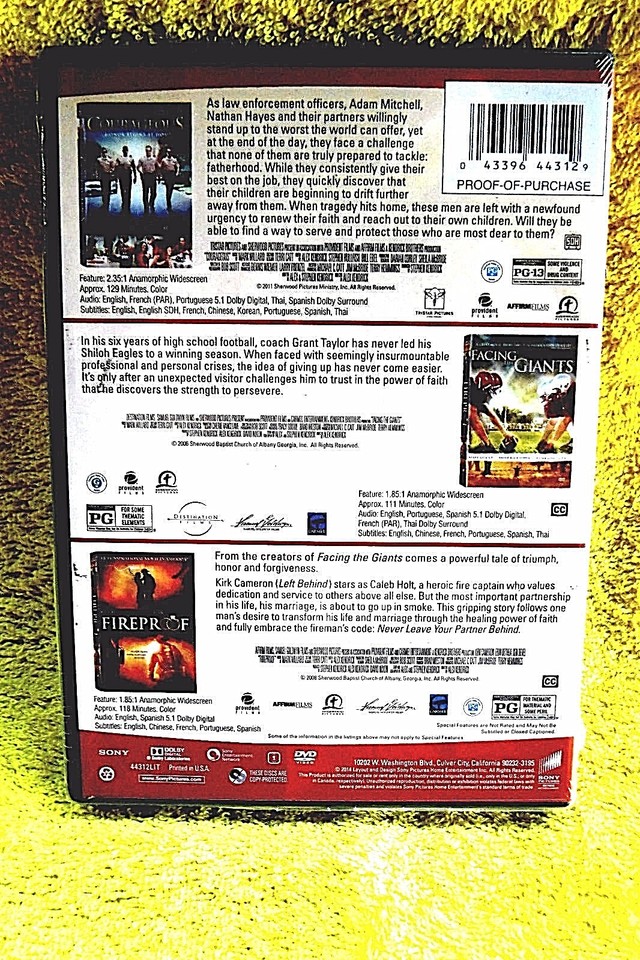 NEW/SEALED TRIPLE FEATURE: COURAGEOUS, FACING THE GIANTS, & FIREPROOF ...