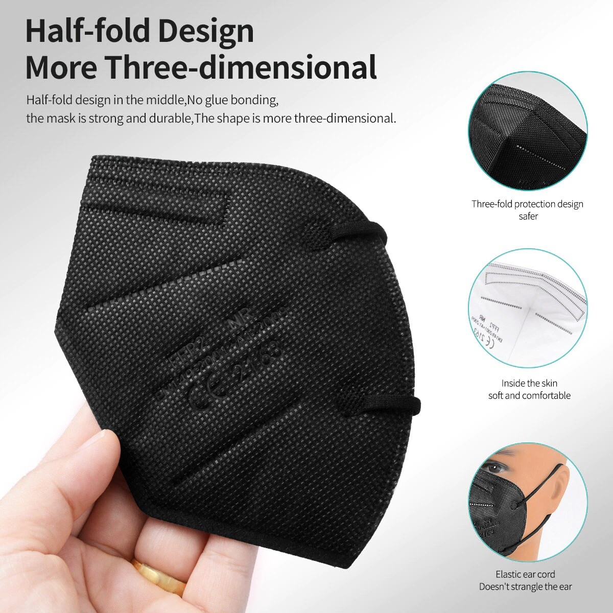 Reusable FFP2 Mask Safety 5layer Dust Respirator Mask Face Masks Mouth ...