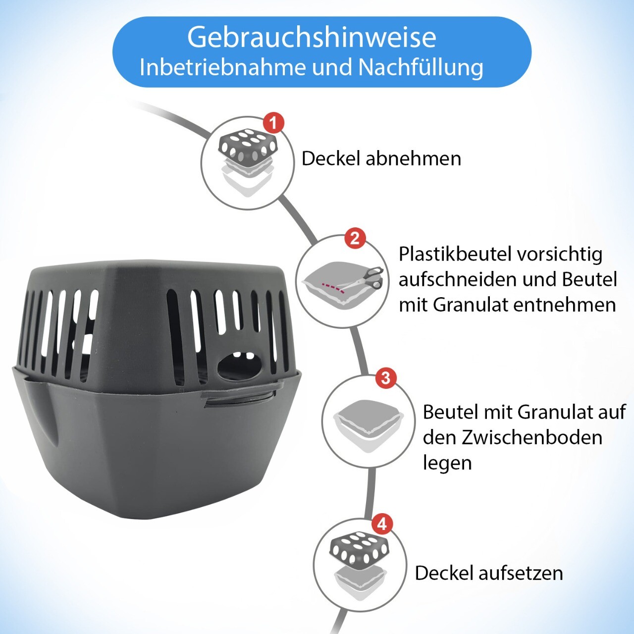 4 x Luftentfeuchter Granulat Raumentfeuchter inkl. 3,20 kg Vliesbeutel ...