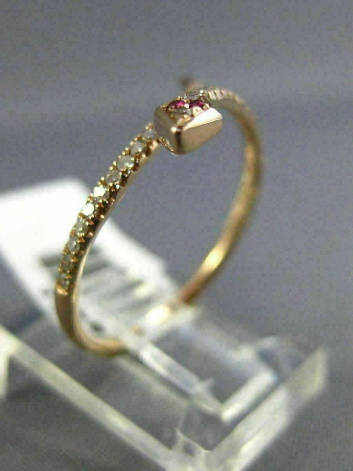 ESTATE .19CT DIAMOND & AAA RUBY 14KT ROSE GOLD 3D CLASSIC CRISS CROSS ...