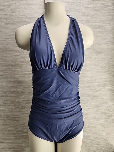 NWT Cupshe Womens One Piece Swimsuit Size Medium Powder Blue Halter Top ...