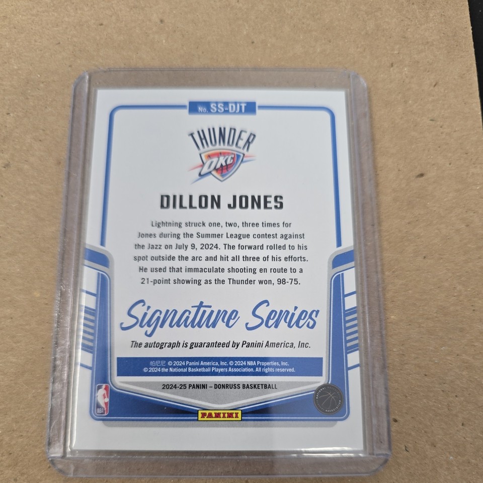 2024-25 Panini Donruss Signature Series Dillon Jones #SS-DJT Rookie ...