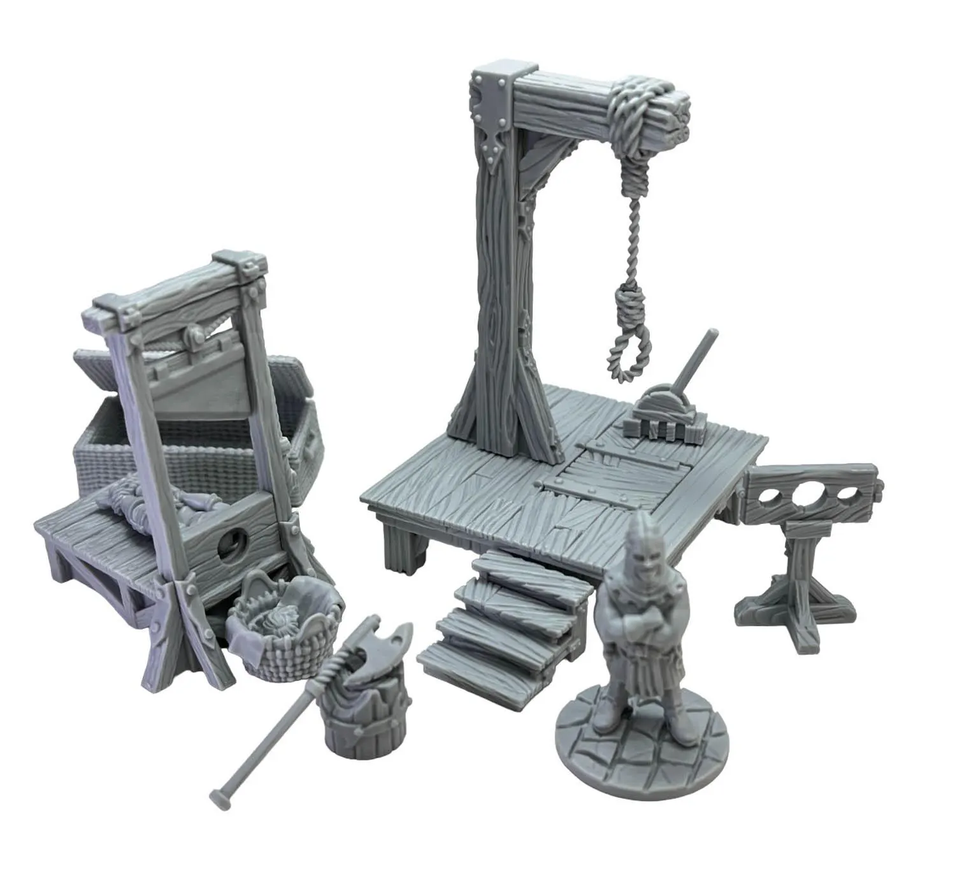Execution Day set with gallows, guillotine, and pillory -28mm/32mm-Tiny ...