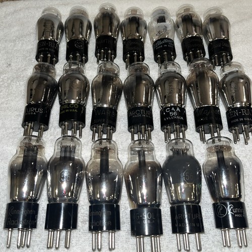 Type 56 Vacuum Tubes ST Shape Lot Of 21 Mixed Brands Tungsol RCA Kenrad ...