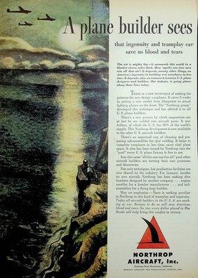 Original 1943 Vintage print Ad: Northrop Aircraft, A plane builder see ...