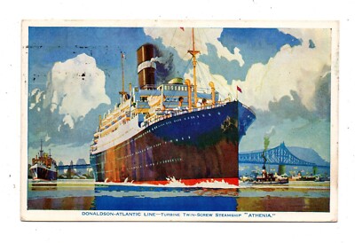 SS ATHENIA IN HARBOR ~ DONALDSON ATLANTIC SHIP LINE, ARTIST IMAGE ...