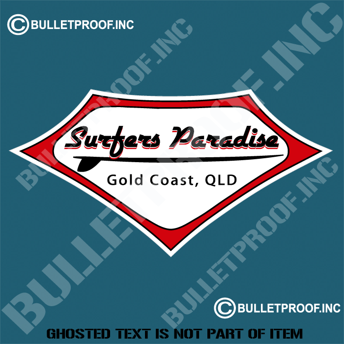 SURFERS PARADISE GOLD COAST DECAL STICKER SURFING BOARD BEACH WOODY ...