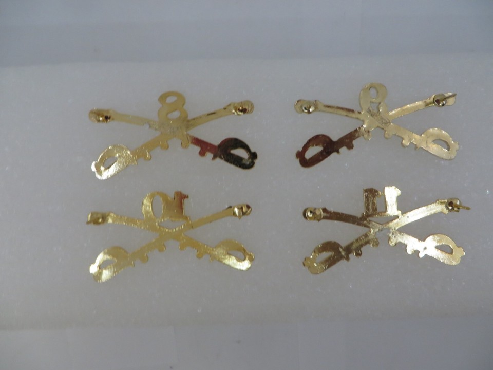 US Army 8th 9th 10th 11th CAVALRY CROSSED SABER Gold Tone Hat Lapel ...