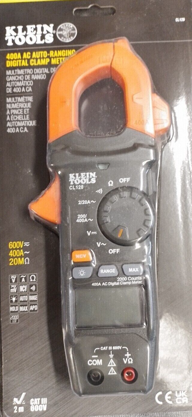 Klein Tools CL120, 400A AC Auto Ranging Digital Clamp Meter | eBay