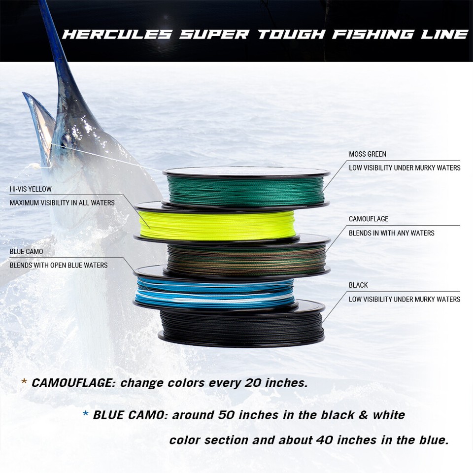HERCULES Super Tough 4-160 LB Test Braid Fishing Line Low Visibility ...