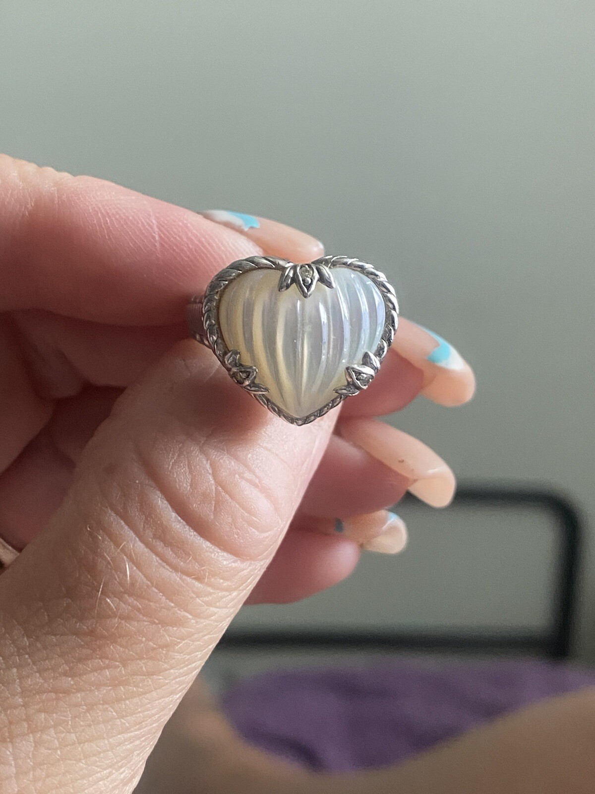 JUDITH RIPKA 925 Sz 6 Mother Of Pearl Heart Ring - Gem