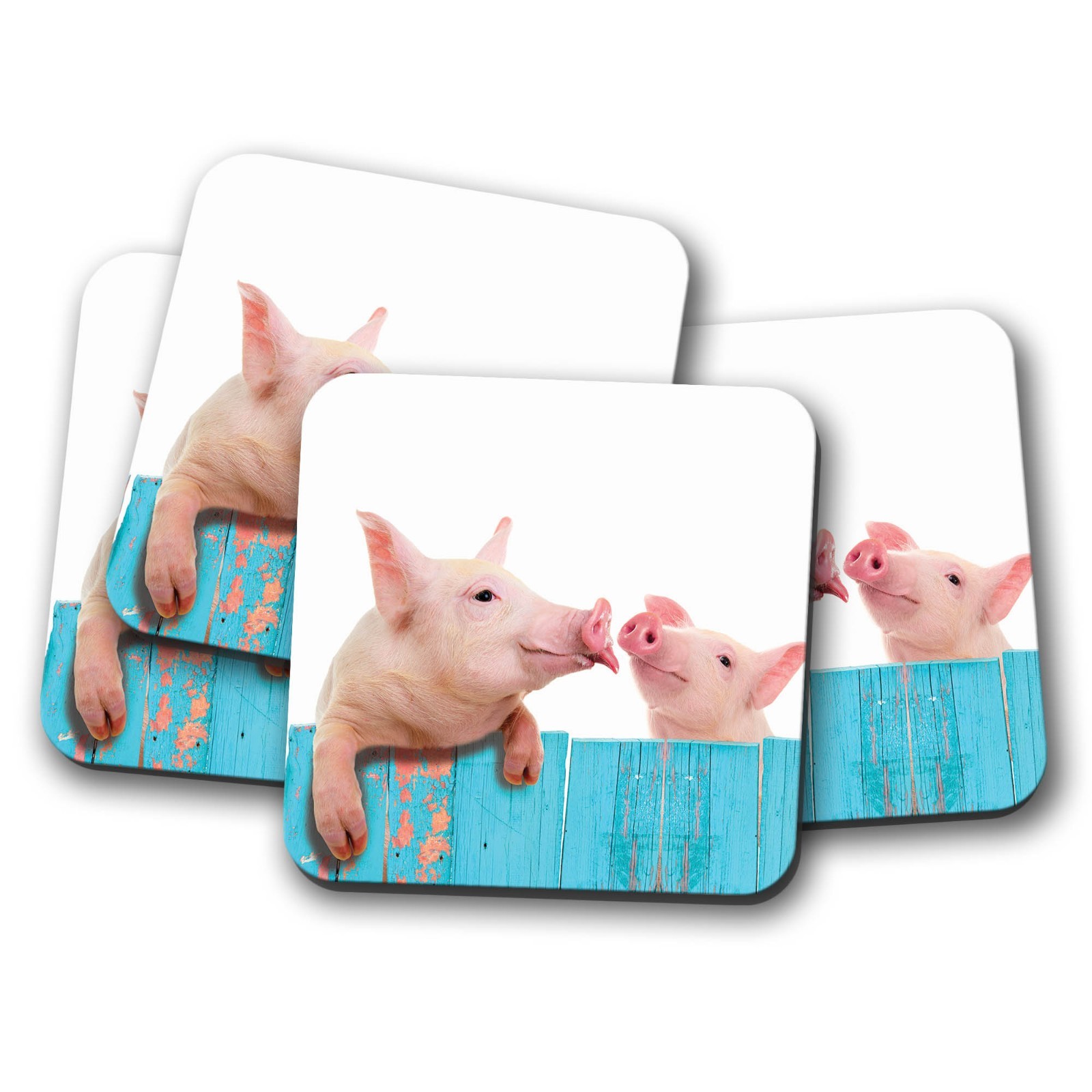 4 Set - Cute Pigs Coaster - Pig Piglet Animal Kids Funny Silly Cool ...