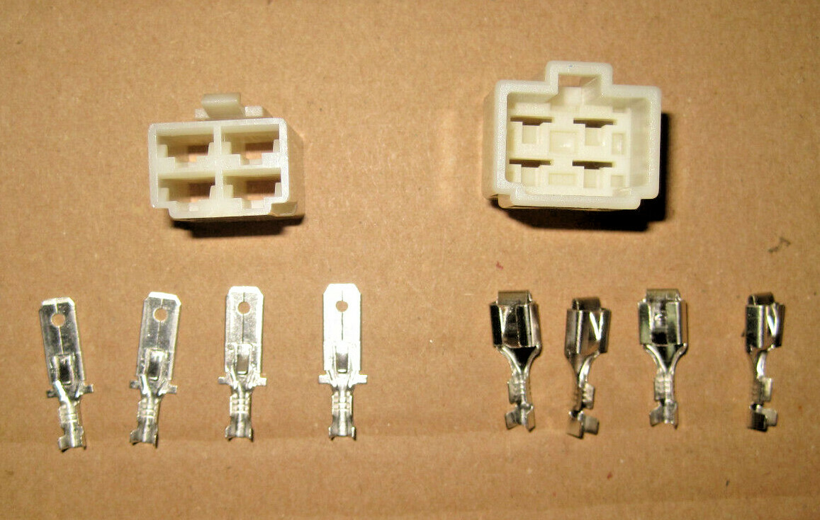 NEW 4 WAY PIN PLUG x 5 CONNECTORS 6.3MM pin SOCKET MOTORCYCLE FITS ...