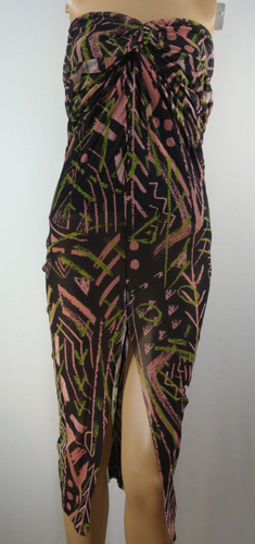 NEW Fuzzi ruched shoulderless slit front tunic in Multi size M #T821 | eBay