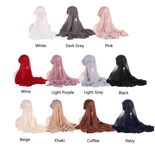 Pull On Women Hijab Wrap Shawl Instant Muslim Turban Amira Scarf Stole ...