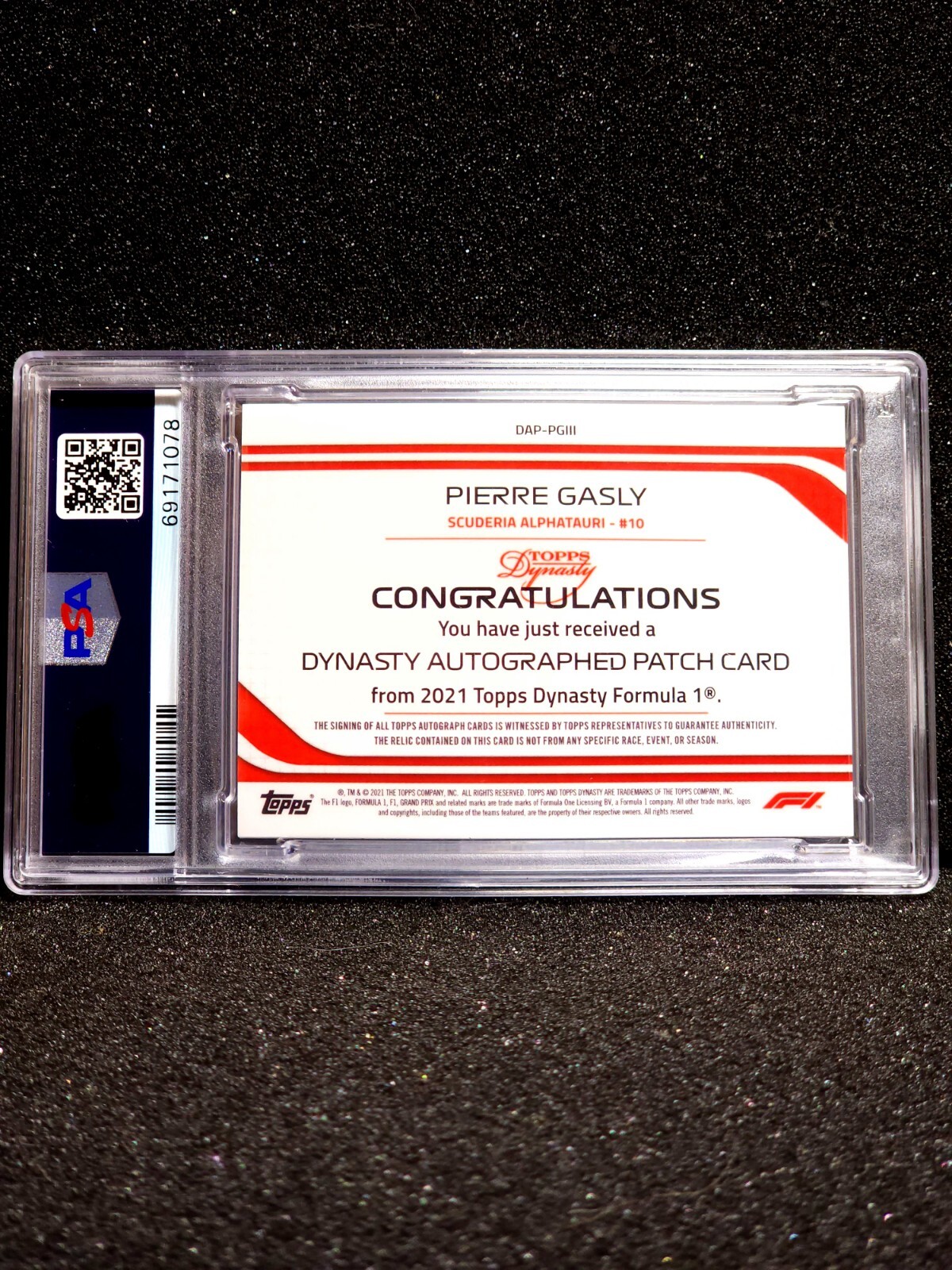 2021 Topps Dynasty F1 Pierre Gasly Patch Autograph /10 PSA 10 POP 1 ...