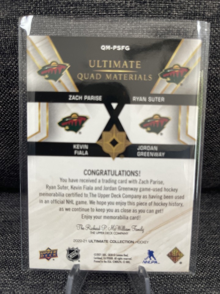 2020-21 Ultimate Collection Quad Materials 65/99 Parise Suter Fiala ...