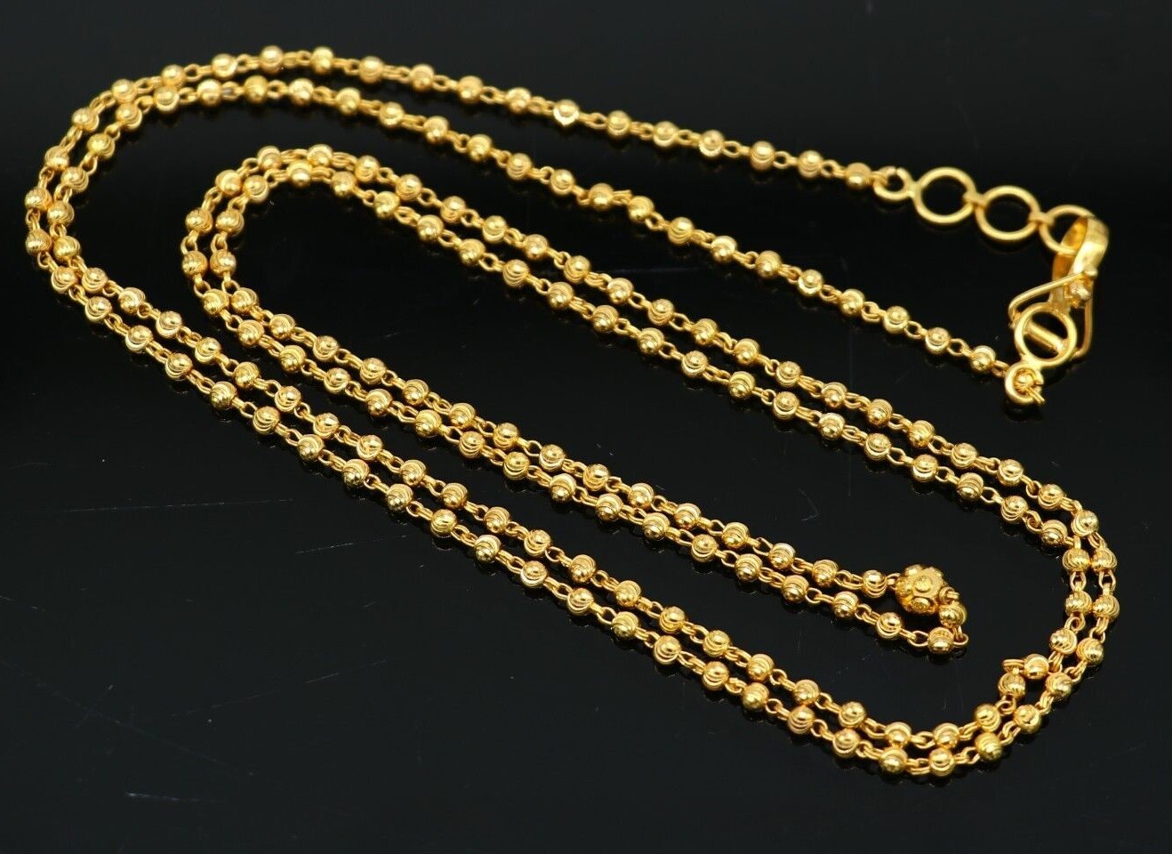 Certified 22karat hallmarked yellow gold beaded chain men's necklace ...