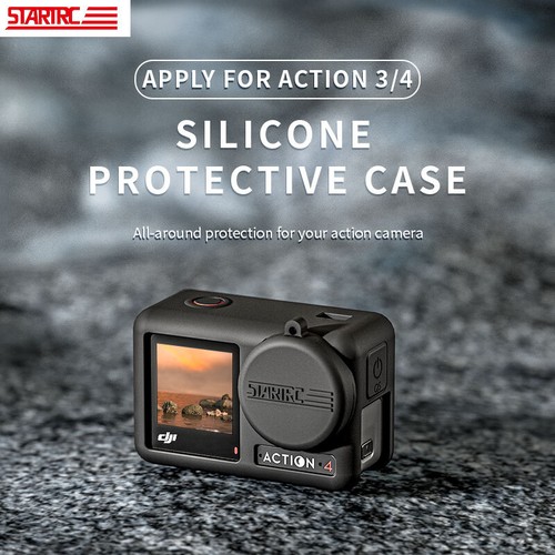 Sports Camera Dust Cover Silicone Protective Case w/Hand Strap for DJI ...