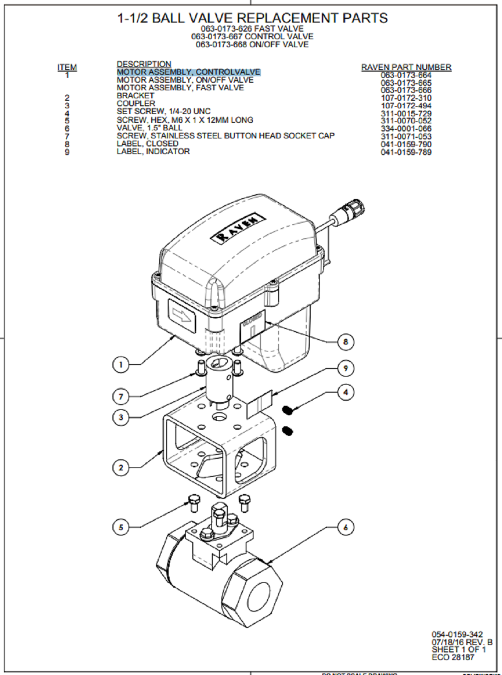 Raven NH3 Control Valve Motor Assembly For 1-1/2" Ball Valve - 063-0173 ...