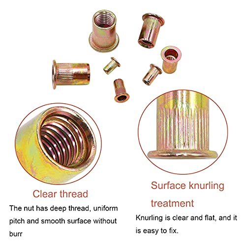 100pcs M6 Rivet Nutszinc Plated Finish Carbon Steel Flat Head Rivnut ...