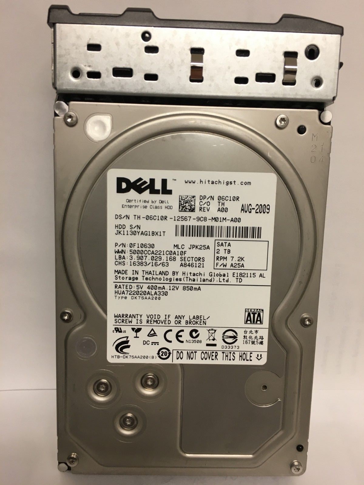 Dell 06C10R 0F10630 HUA722020ALA330 2TB 7.2K 7200RPM 3.5" SATA with ...