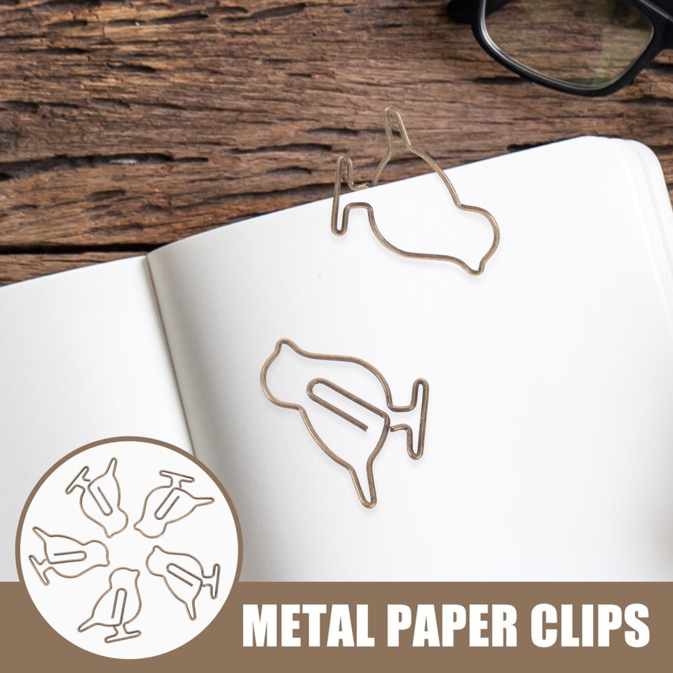 20pcs Small Paper Clips Metal Paperclips Shaped Bookmark Clips Cute ...