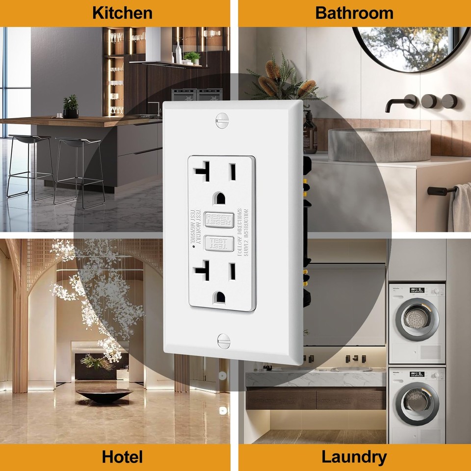 10 Pack GFCI Outlets 20 Amp, Non-Tamper Resistant, Decor GFI ...