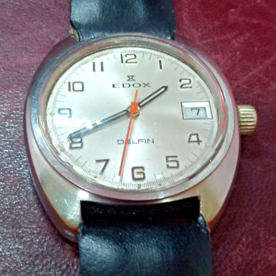 Edox Delfin 1960s Vintage Diver 20 ATM Stainless Steel Manual Wind 36mm ...