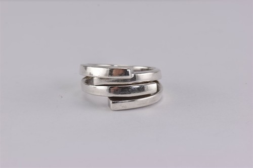 Sterling Silver Intersecting Squared Double Bypass Modernist Band Ring ...