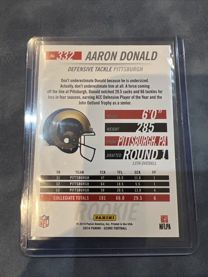 Aaron Donald Rookie Card 2014 Panini Score #332 RC LA Rams | eBay