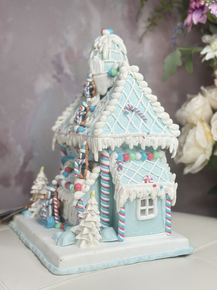 Cupcakes&Cashmere Christmas LightUp Pastel Blue Gingerbread House W ...