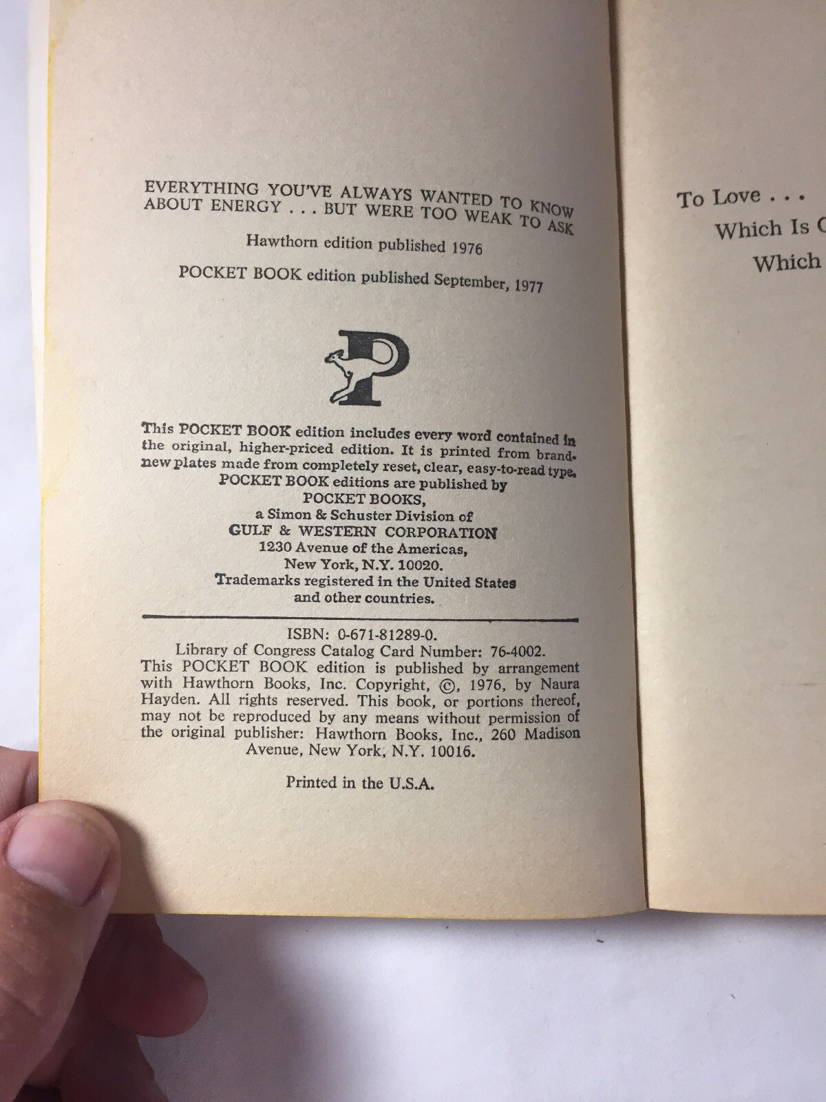 ENERGY by Naura Hayden 1977 Paperback | eBay