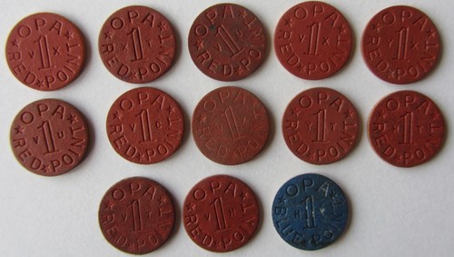 Lot of 13 WWII Food Ration Tokens OPA Red 1 + Blue HY | eBay