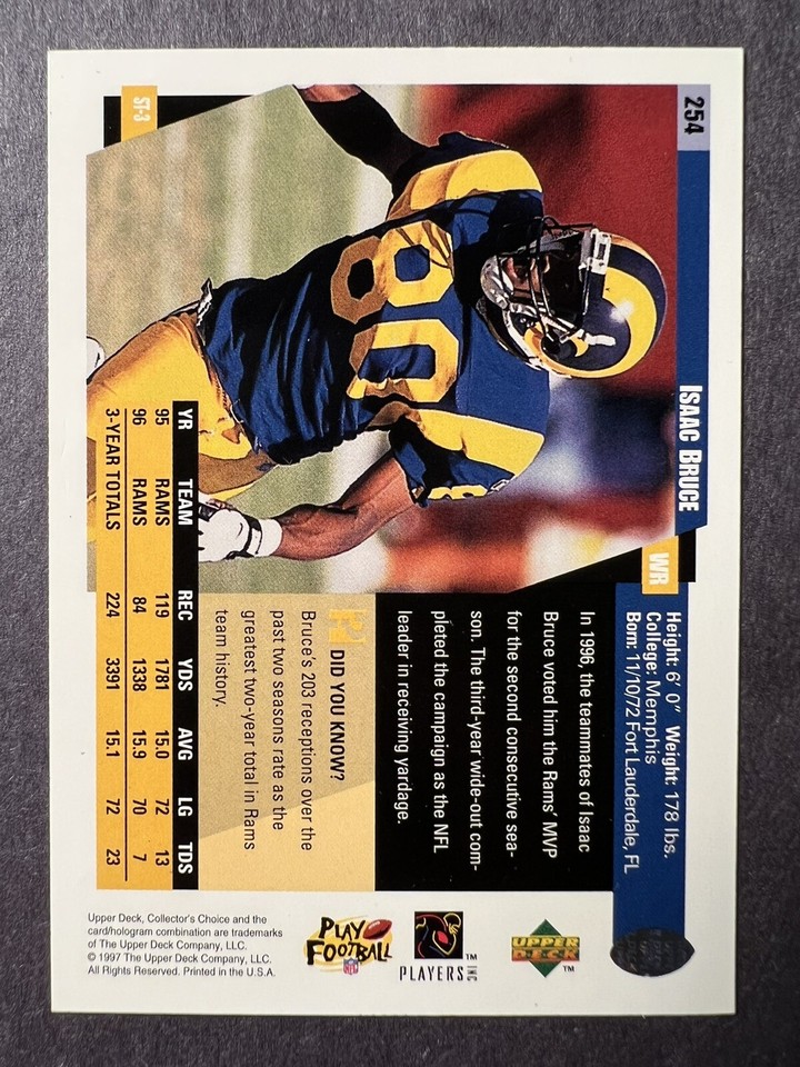 1997 Upper Deck Collector's Choice Isaac Bruce Card #254 | eBay