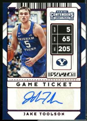 Jake Toolson AU Card 2020-21 Panini Contenders Draft Picks Game Ticket ...