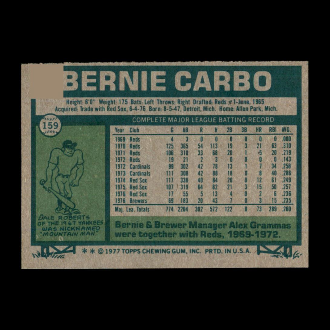 Bernie Carbo 1977 Topps Milwaukee Brewers #159 Set Break NICE! | eBay