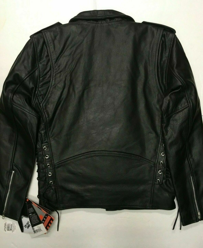 THE BIKERS ZONE Men's Leather Motorcycle Jacket Zip-out liner NWT | eBay