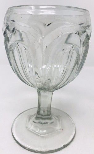 EAPG c. 1860's Seneca Loop Water Goblet Pressed Glass 6” Tall FLAW | eBay