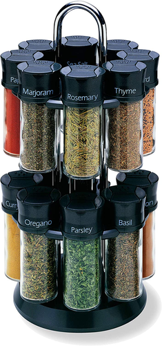 Olde Thompson Chrome- Plated Rotating Spice Rack, 16 Refillable Spice ...