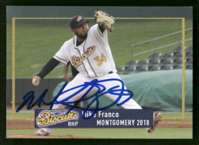 2018 Grandstand Montgomery Biscuits Mike Franco IP Auto Signed #9 Card ...