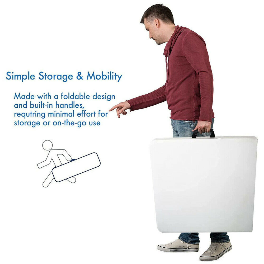 4FT Height Adjustable Folding Table White Portable Durable Indoor ...